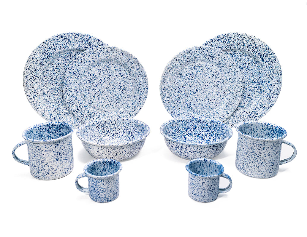 Media vajilla blanca salpicada azul de peltre – pp.peltre